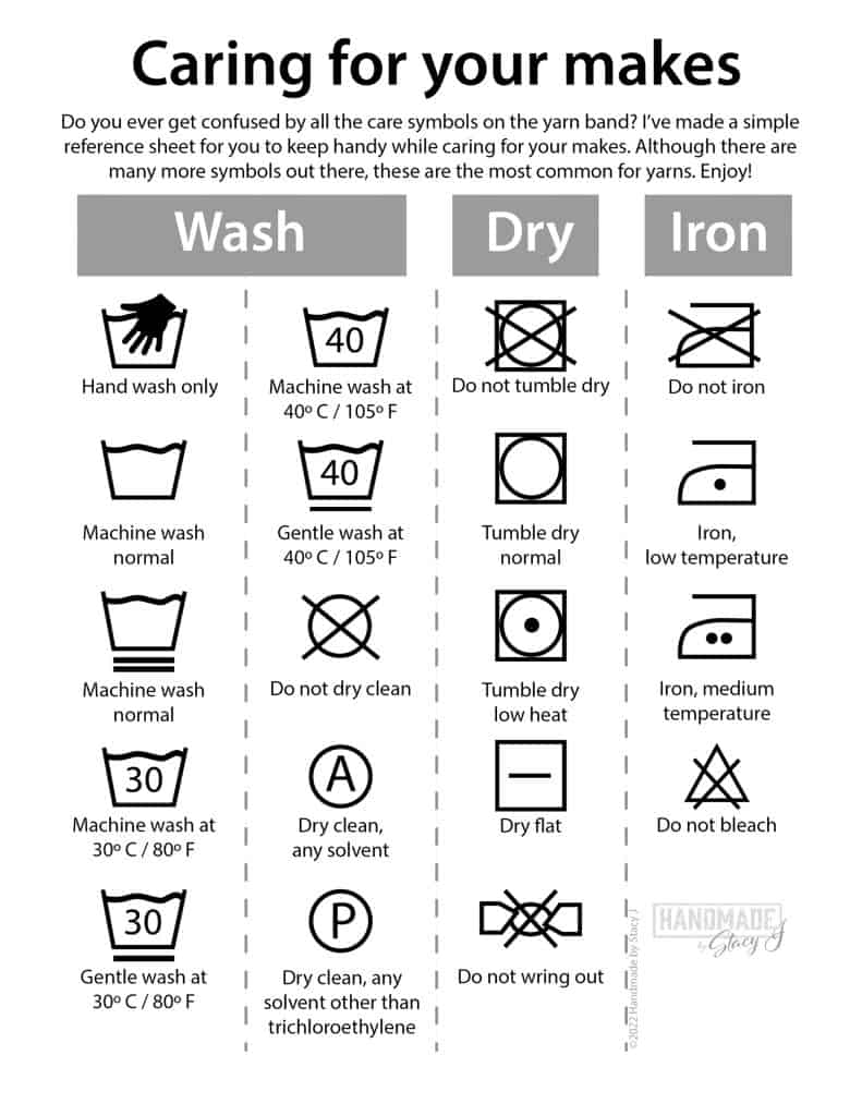 Care Instruction Symbols - Handmadebystacyj